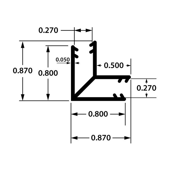 3/16 in | Rigid PVC/Dual Durometer Corner Moulding | 106-4828-CL-PARENT