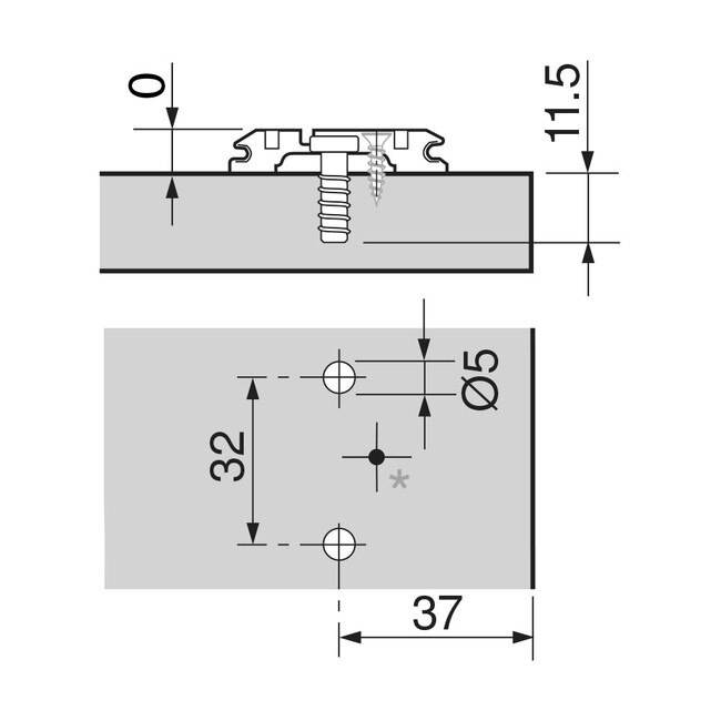 Blum 0mm One Piece Wing Plate for Frameless Cabinet Screw On Hinge ...