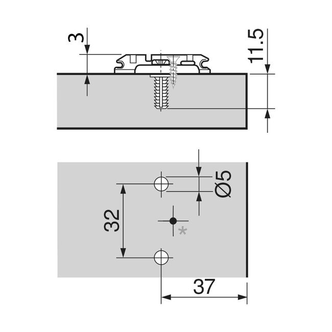 Blum 3mm CAM Adjustable Wing Plate for Frameless Cabinet Screw On Hinge ...