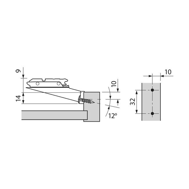 Blum 9mm Inset Plate for Face Frame Screw Mount Hinge | 175H5030.21