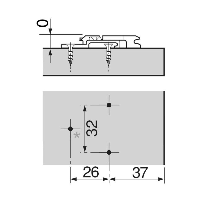 Blum 0mm Two Piece Wing Plate for Frameless Cabinet Screw On Hinge ...