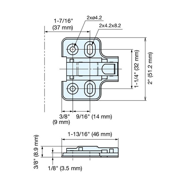 Sugatsune Stainless Steel Hinge 105°Opening/19 mm Overlay | 180SUS-PARENT