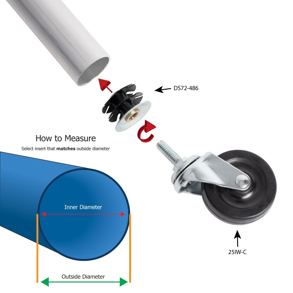 1-1/2 Inch Metal Round Double Star Caster Insert With 2-1/2 Inch ...
