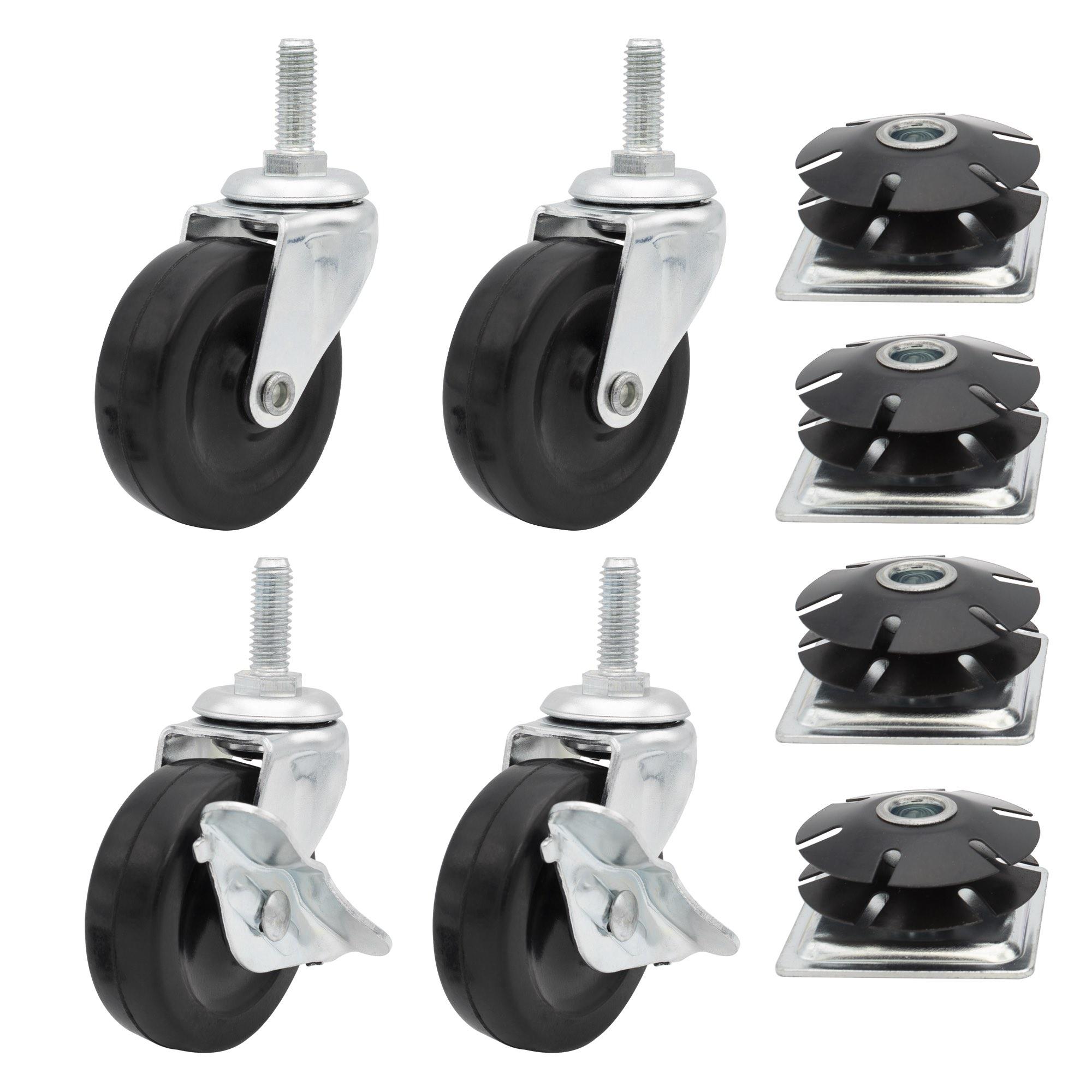 2 Inch Metal Square Double Star Caster Insert With 2-1/2 Inch Casters ...