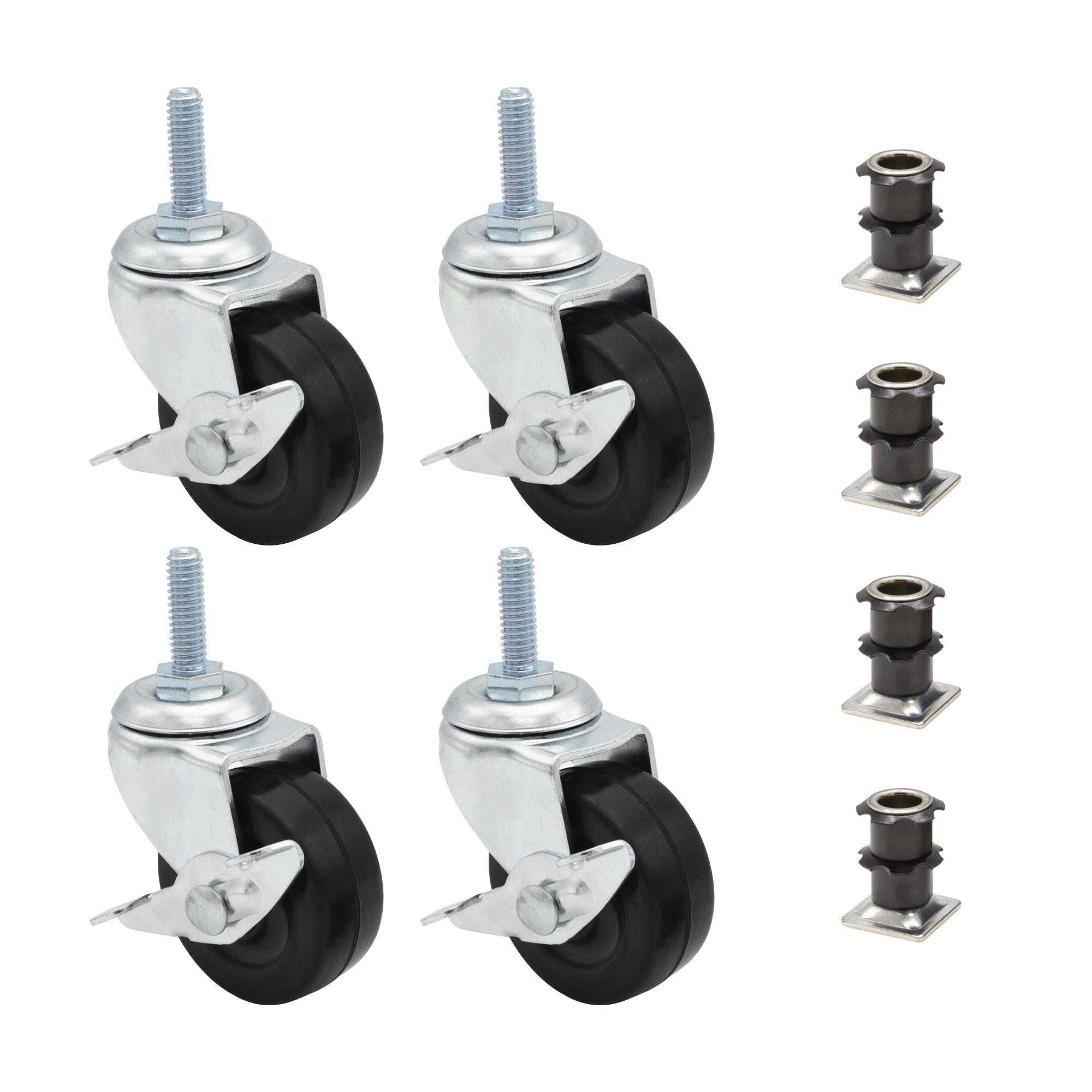 3/4 Inch Metal Square Double Star Caster Insert With 2 Inch Casters ...
