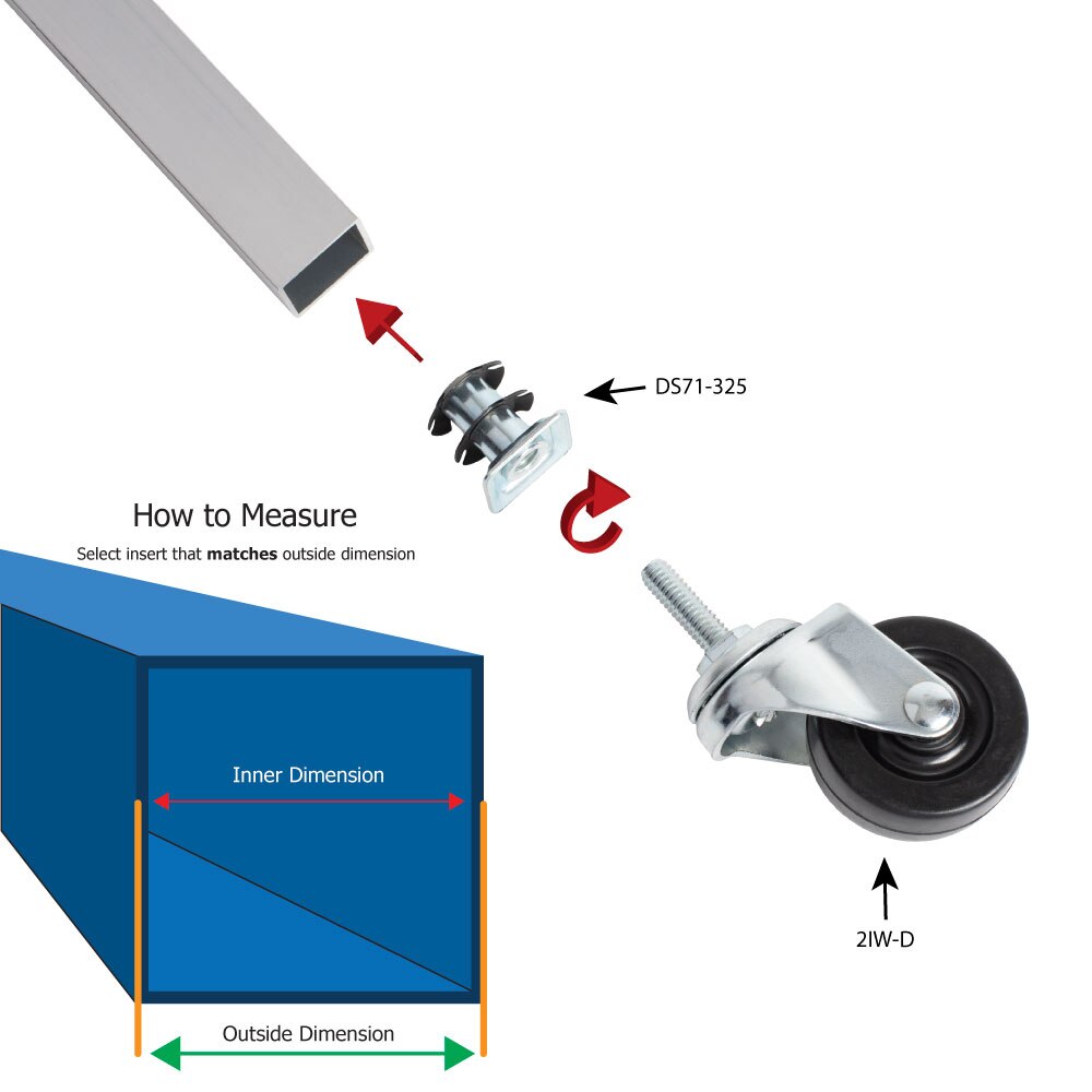 1 Inch Metal Square Double Star Caster Insert With 2 Inch Casters ...