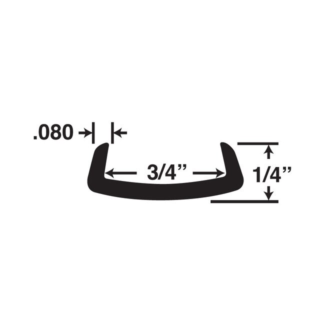 3/4in | Black Flexible PVC | Flexible U Channel Moulding | 808-750-PARENT