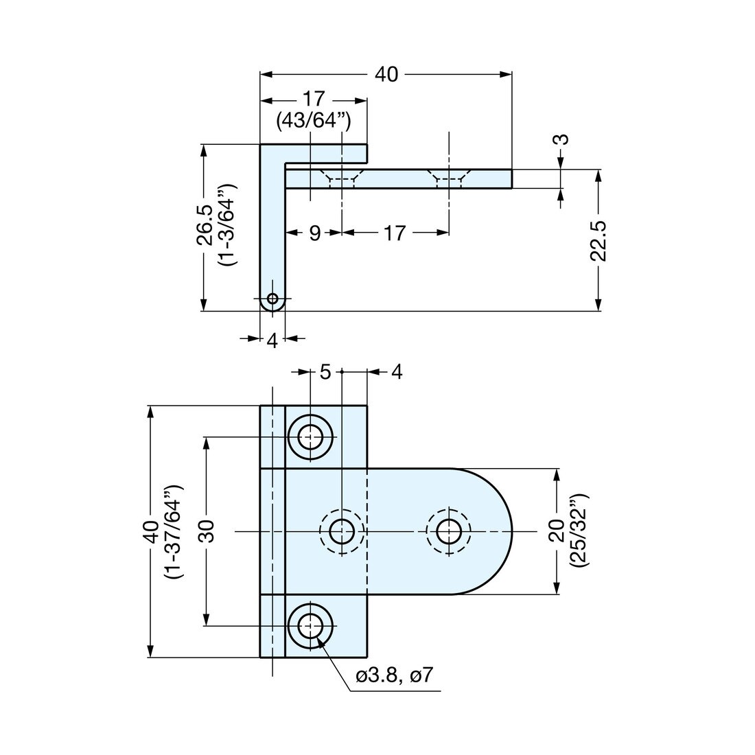 Sugatsune Overlay Angle Hinge | AHS-20/SN Series | AHS-20/SN
