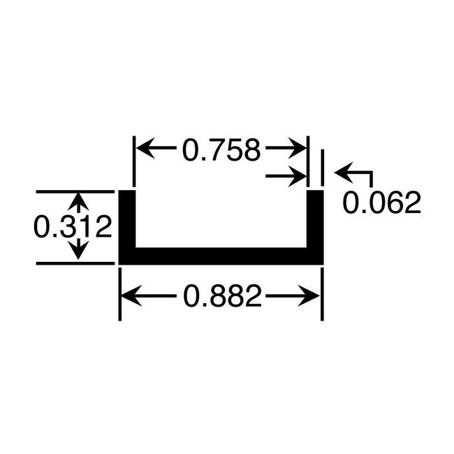 Extruded Aluminum U Channel 3/4in