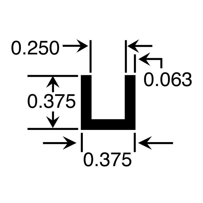 Extruded Aluminum U Channel 1/4in