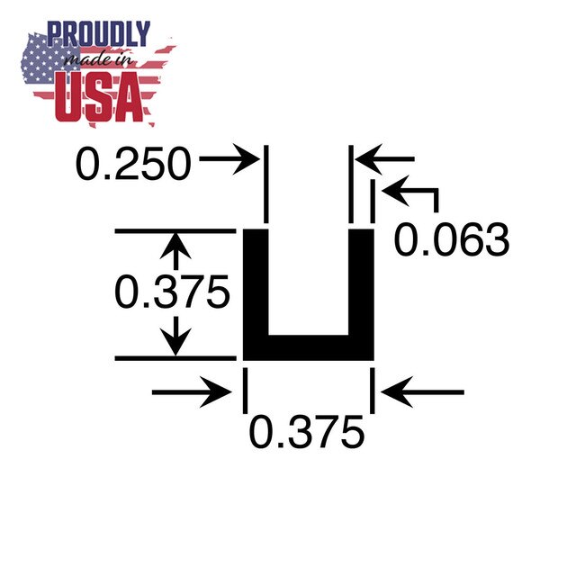 Extruded Aluminum U Channel 1/4in
