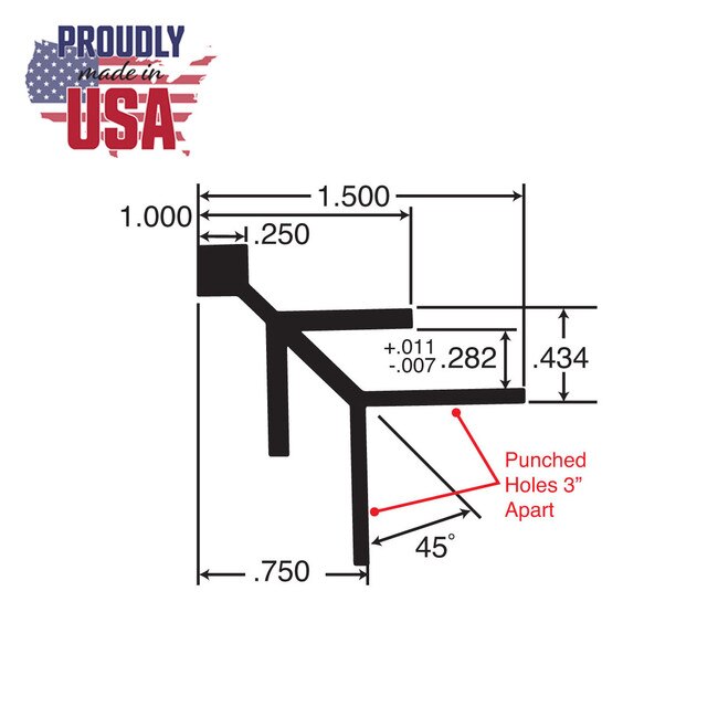 Aluminum Corner Channel Molding 3/4in