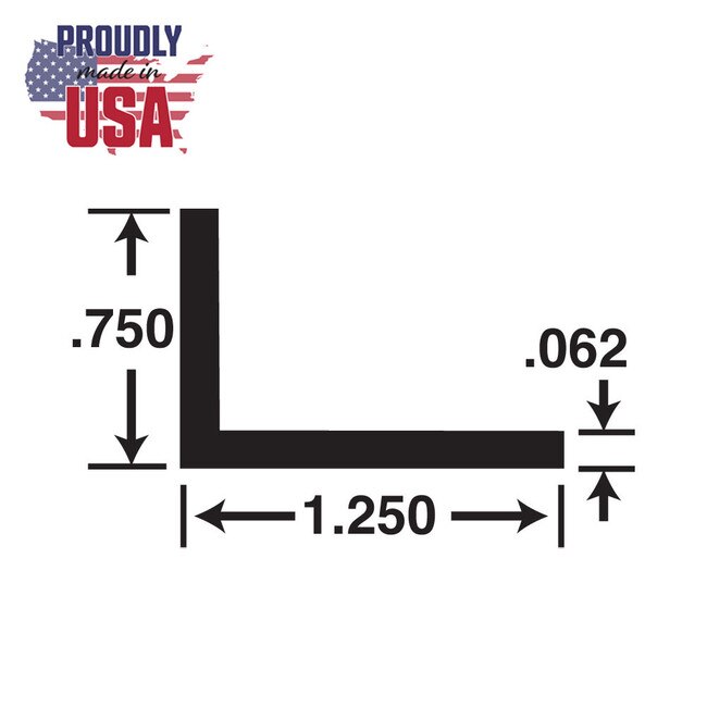 3/4in x 1-1/4in x 1/16in Thick | Mill Finish Aluminum Uneven Leg | 90 ...