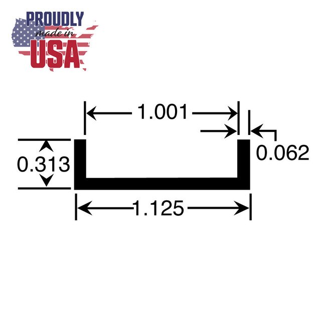 Extruded Aluminum U Channel 1in