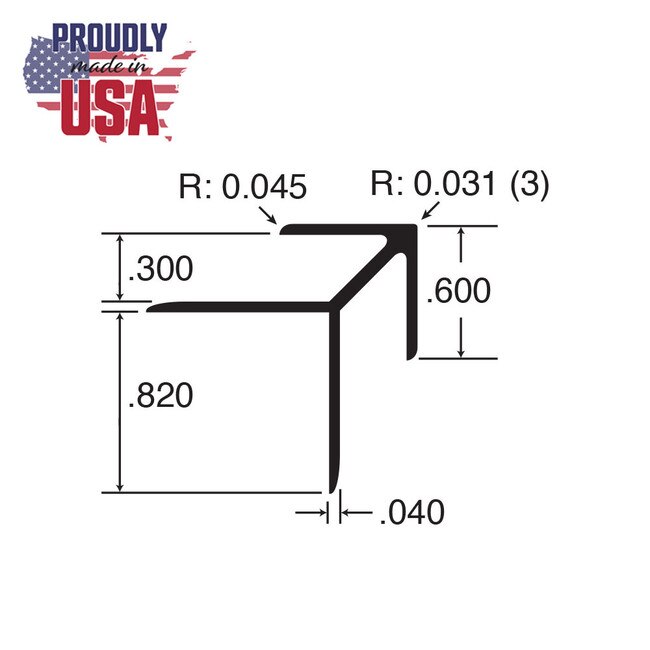Aluminum Corner Channel Molding 1/4in