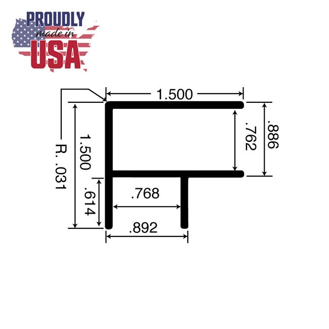 Aluminum Corner Channel Molding 3/4in