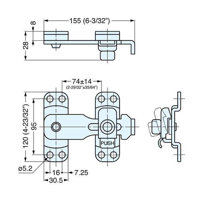 Sugatsune Stainless Steel Bar Latch | BLL-150 Series | BLL-150