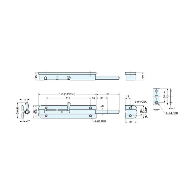 Sugatsune Spring Loaded Barrel Bolt | BSS2-150 Series | BSS2-150