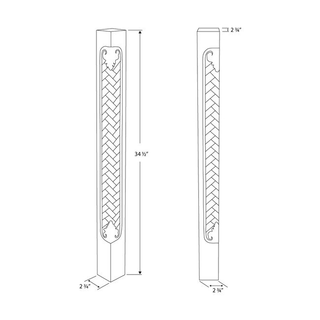 Weave Corner Post Island Leg 34-1/2in H