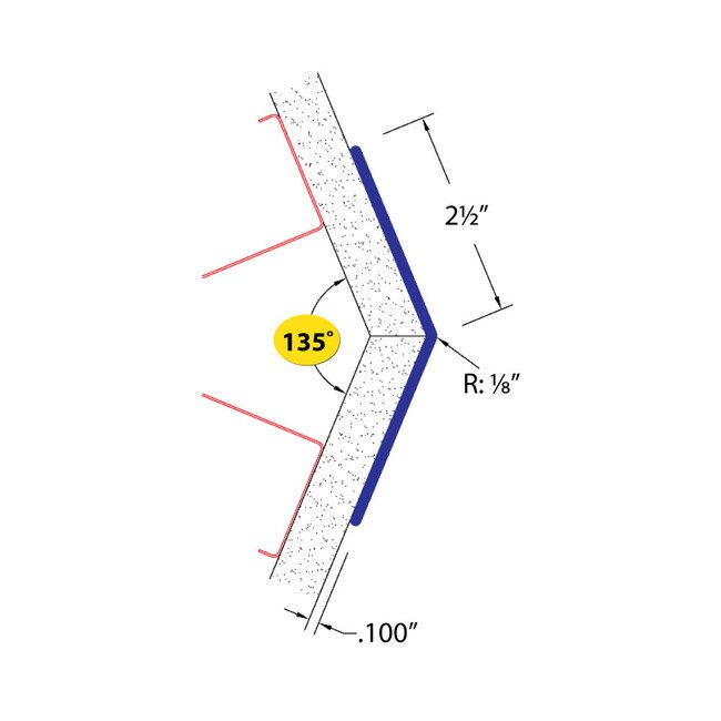 Clear Plastic Angle Trim 2-1/2in x 2-1/2in x 7/64in (.100in) Thick