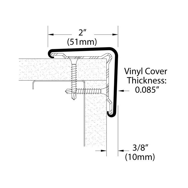 2in x 2in x 3/8in Thick | PVC Covered Aluminum Corner Guard | 90° Angle ...
