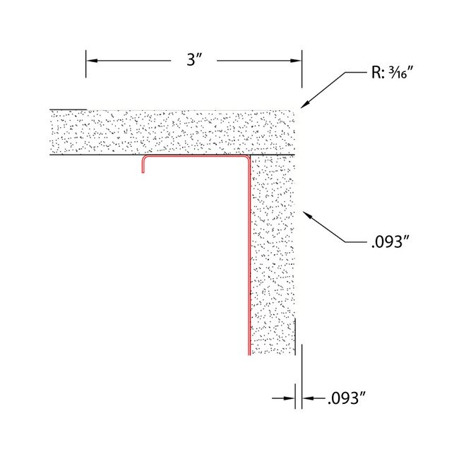 Color Plastic Corner Trim Moulding 3in x 3in x 3/32in (.093in) Thick
