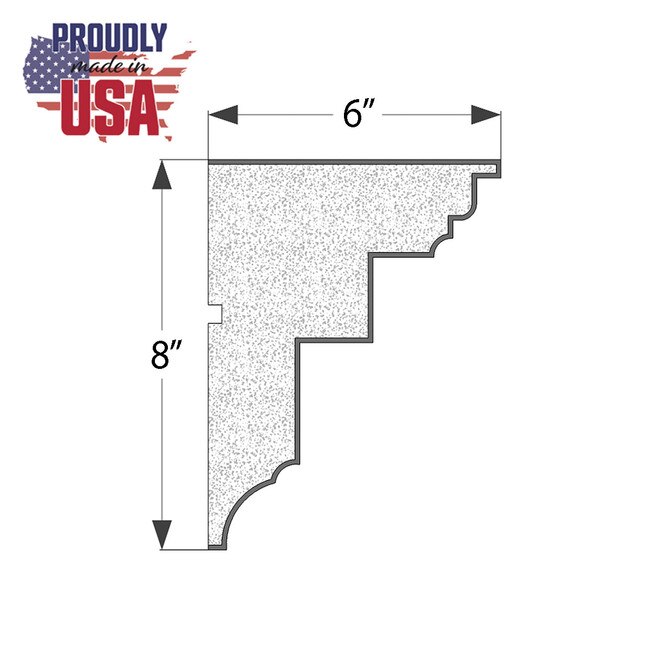 8" High x 6" Deep Acrocore EPS Cornice Moulding 8' Length
