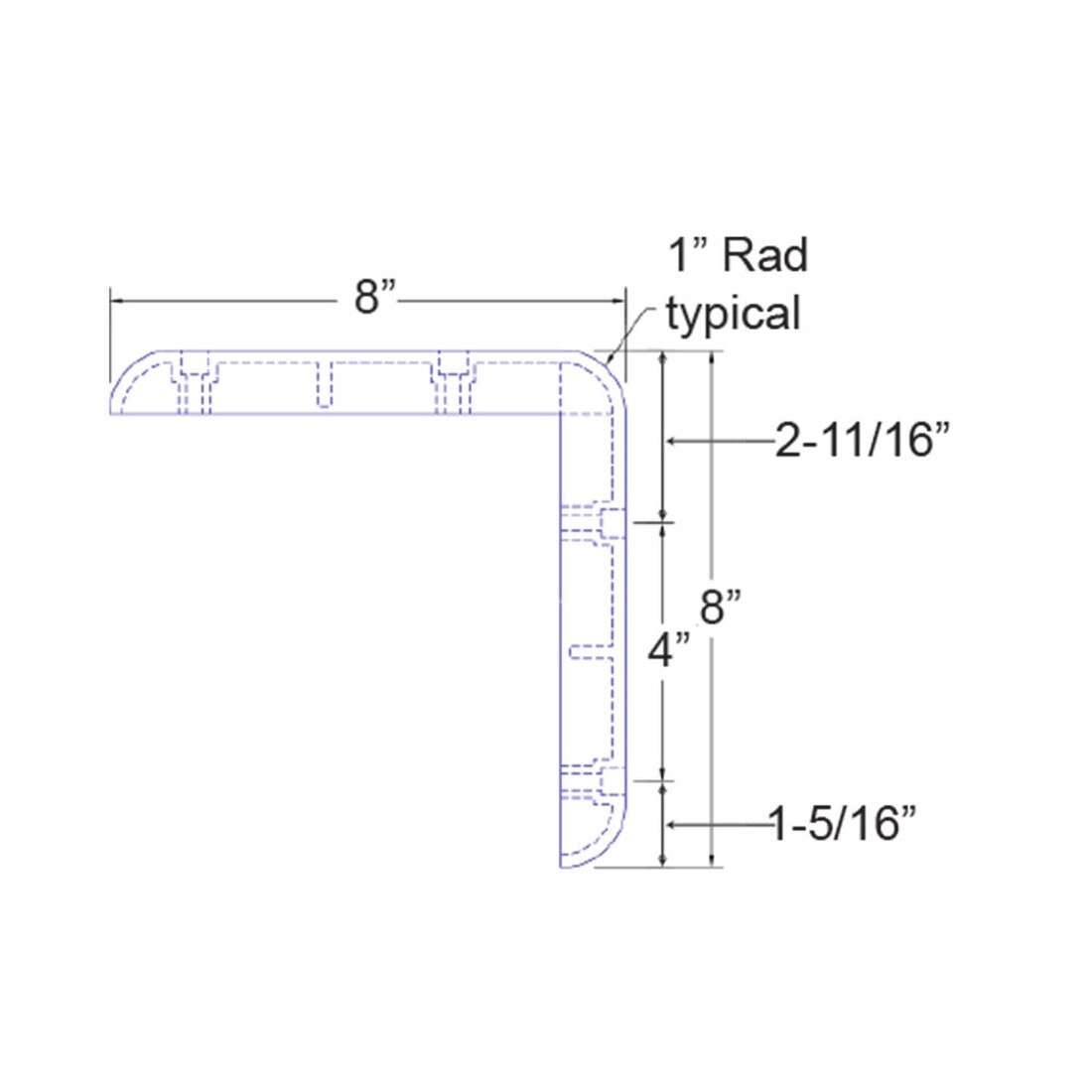 8in | Molded Flexible Vinyl Corner Bumper | EB-8-PARENT