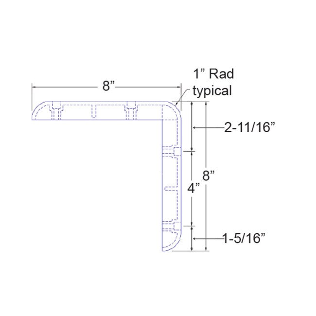 Molded Flexible Vinyl Corner Bumper 8in | EB-8