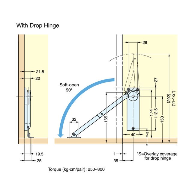 Sugatsune White Heavy Duty Left Soft-Down Stay | HDS-10HL/WHT Series ...