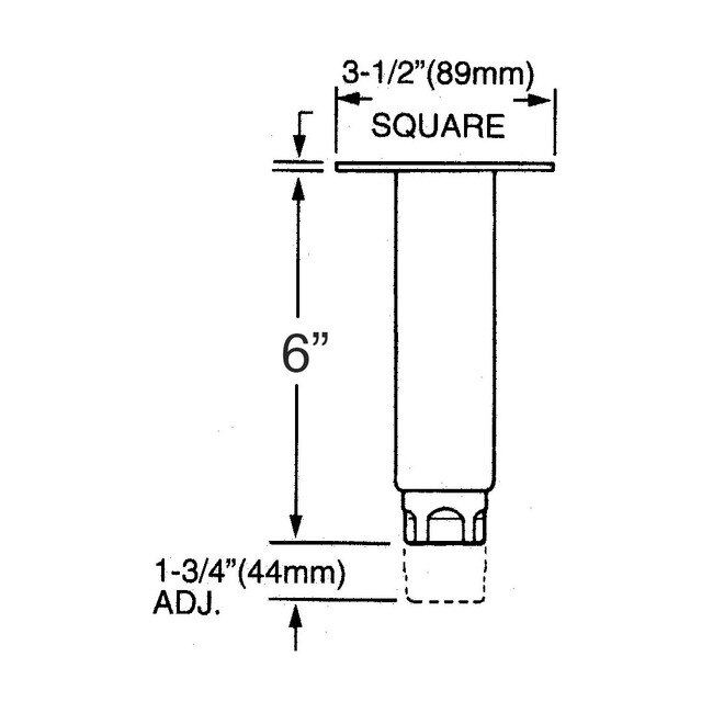 Commercial Appliance Leg 6in H with 3-1/2in Square Mounting Plate | HDW ...