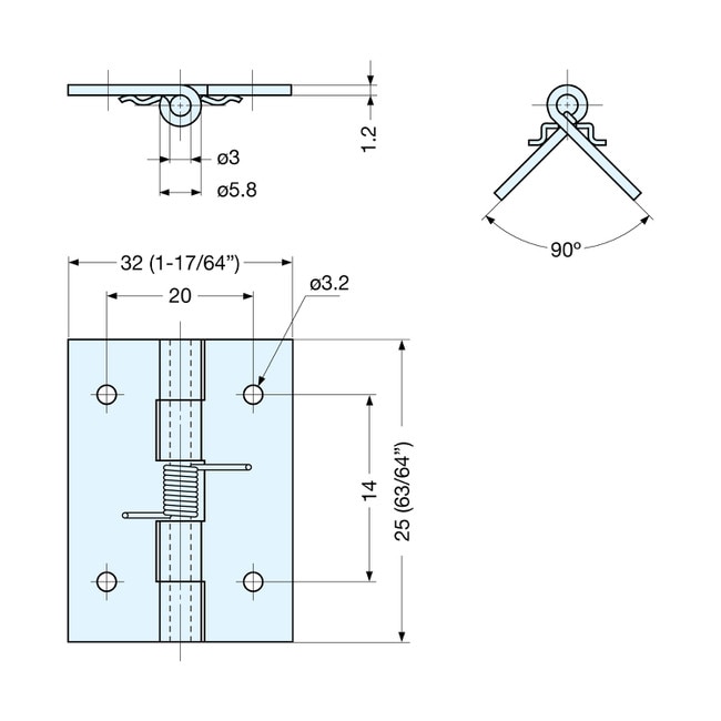 Sugatsune Spring Loaded Butt Hinge | HG-SH25C Series | HG-SH25C