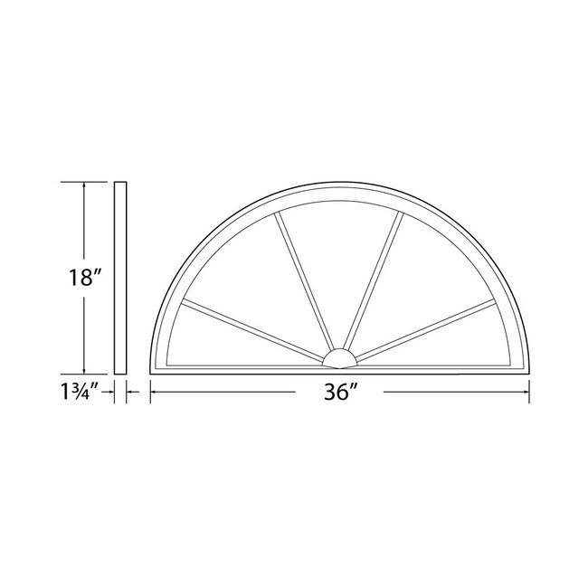 18" High x 36" Wide Half Round Spoked Window and Door Pediment
