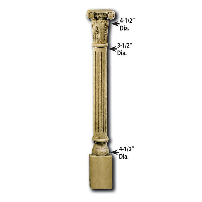 Half Round Hand Carved Column 45in H | HWC10