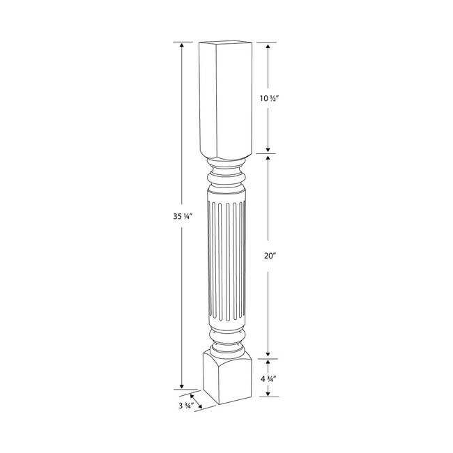 Fluted Island Leg 35-1/4in H