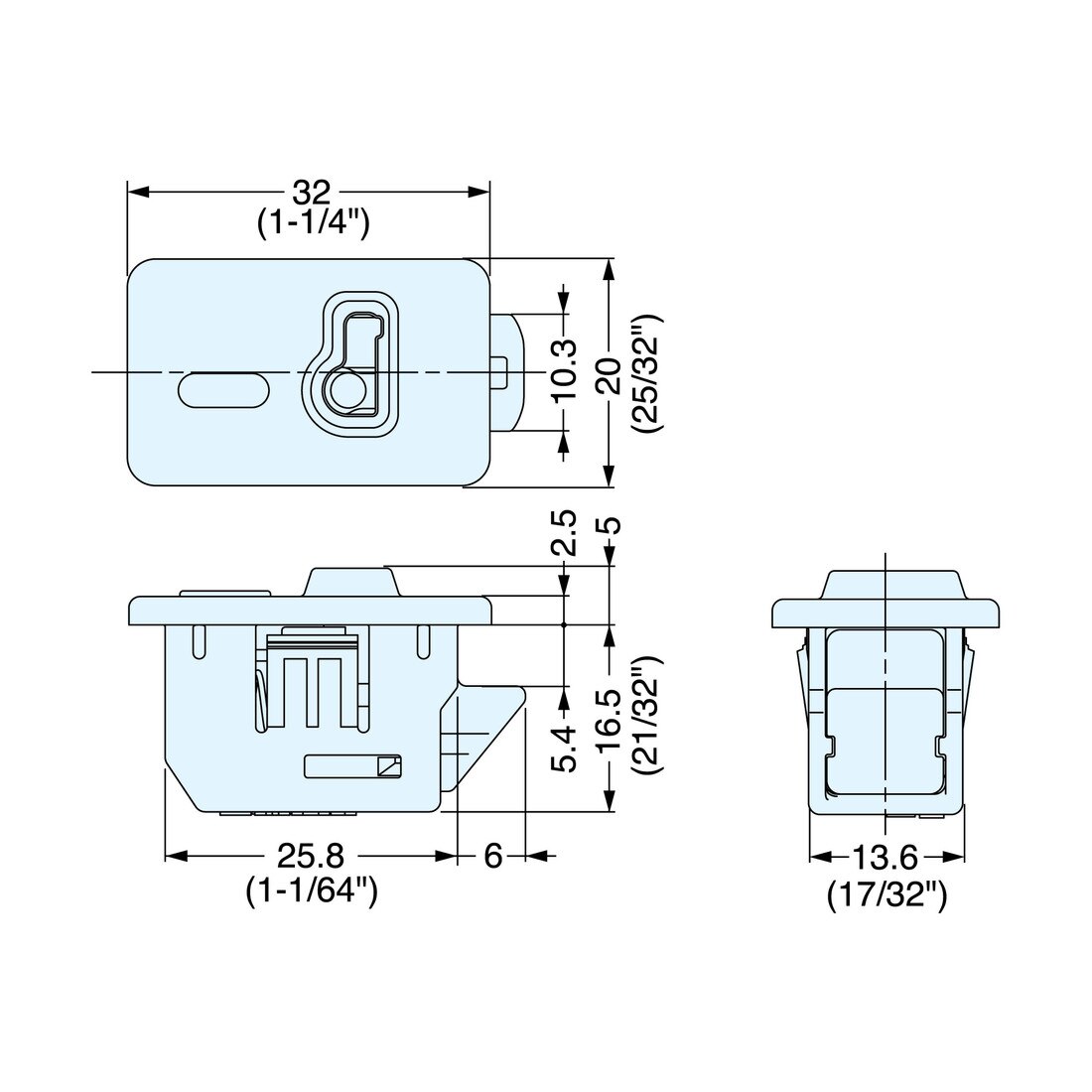 Sugatsune Quick Release Panel Latch | LC-PK32-L-BL Series | LC-PK32-L-BL