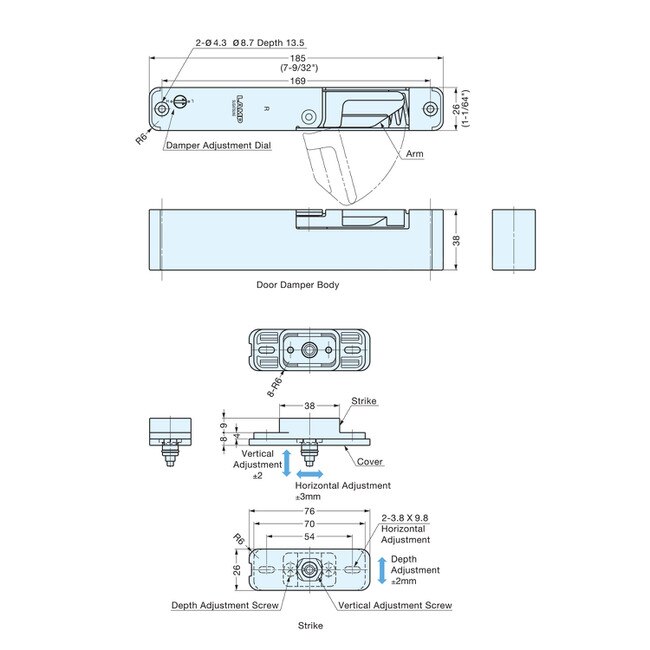 Sugatsune Lapcon Door Damper | LDD-V-R Series | LDD-V-R