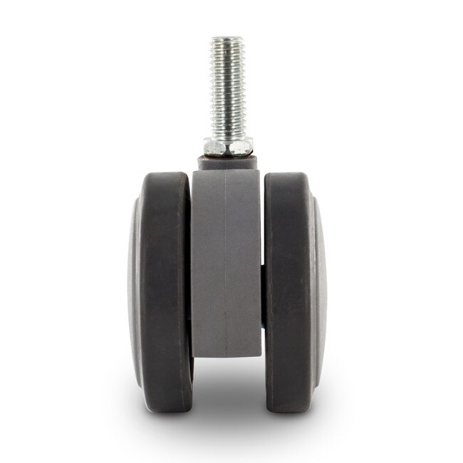 Two-Tone Gray Swivel Twin Wheel Series Caster 3/8-16 x 1in Long ...
