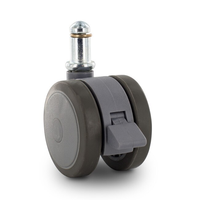 Two-Tone Gray Swivel Twin Wheel Series Caster Friction Ring Stem 7/16in ...