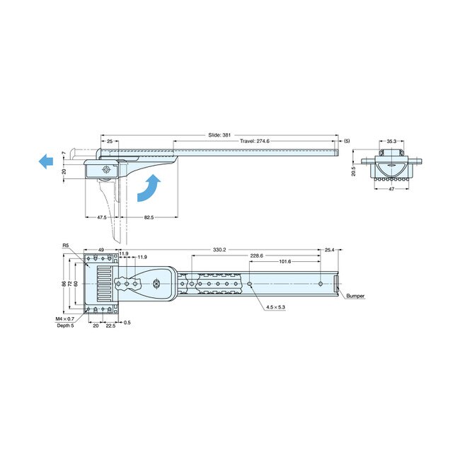 Sugatsune Flipper Door Mechanism | OV-1-15 Series | OV-1-15