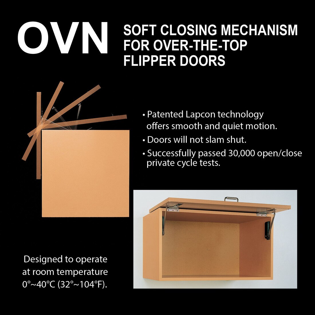 Sugatsune Black Soft Closing Mechanism for Over-the-Top Flipper Doors ...