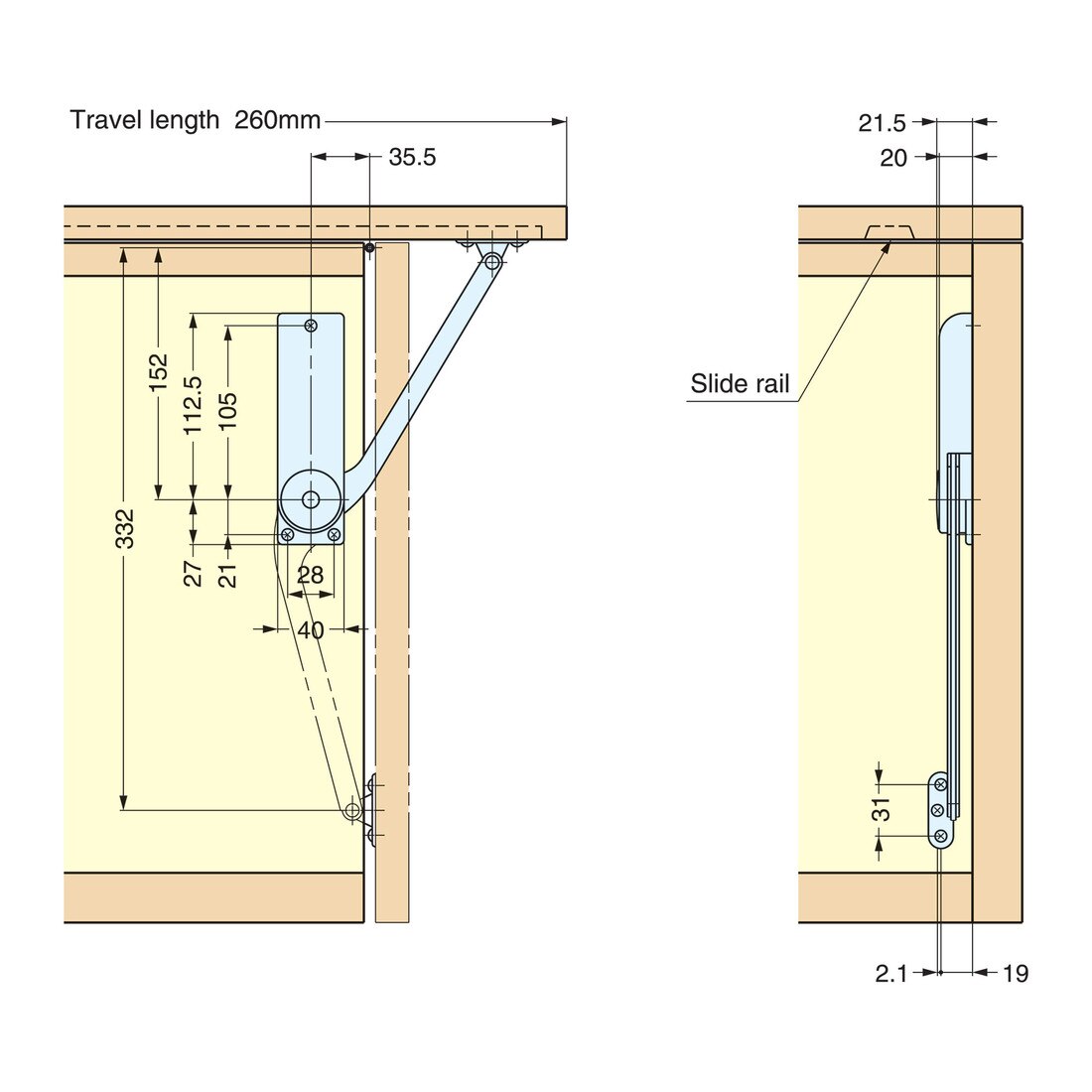 Sugatsune Black Soft Closing Mechanism for Over-the-Top Flipper Doors ...