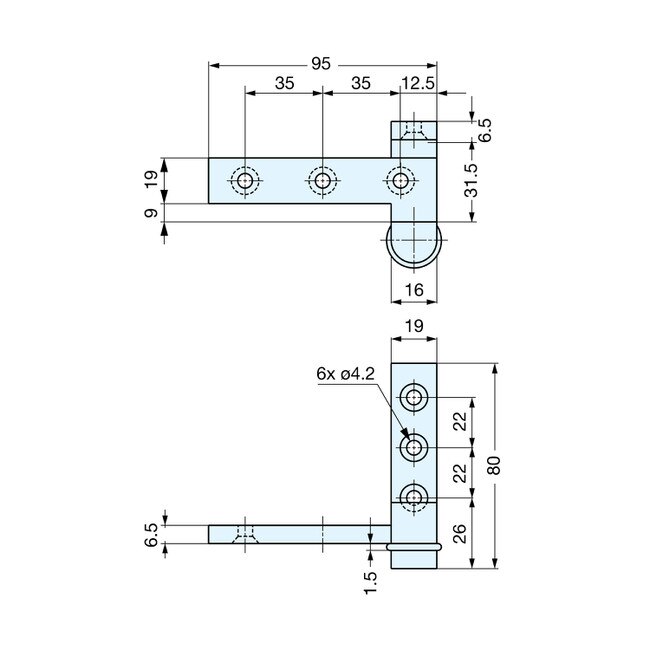 Sugatsune Overlay Door Pivot Hinge | PAS-95 Series | PAS-95