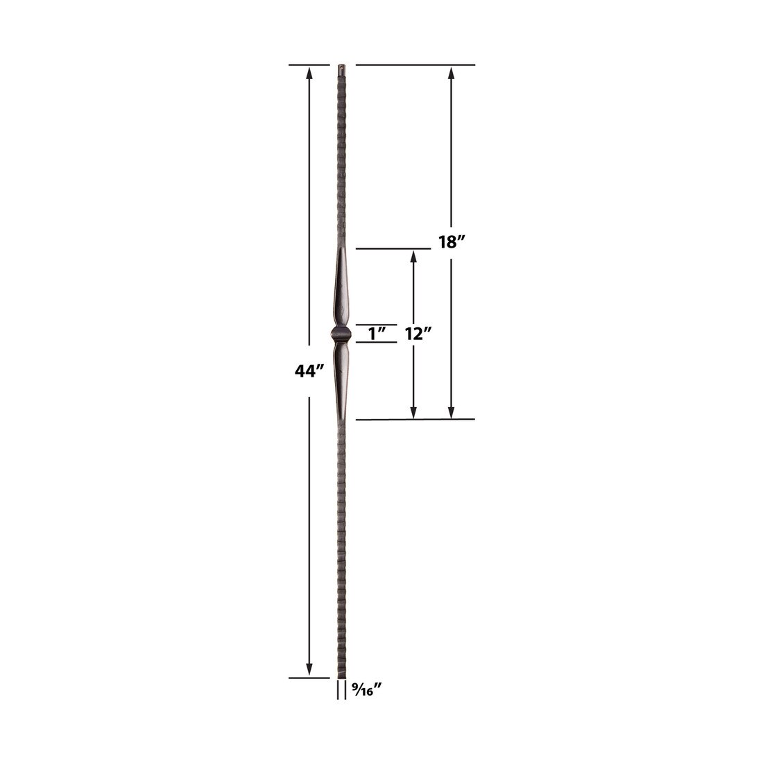 Powder Coated Baluster Highammerd Oil Rubbed Copper 9/16" Square x 44 ...