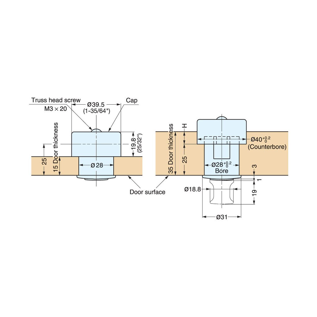 Sugatsune Pk 03/Bn,Push Knob | PK-03/BN