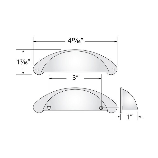Brushed Nickel Cup Pull 4 15/16" Overall 3"Cc