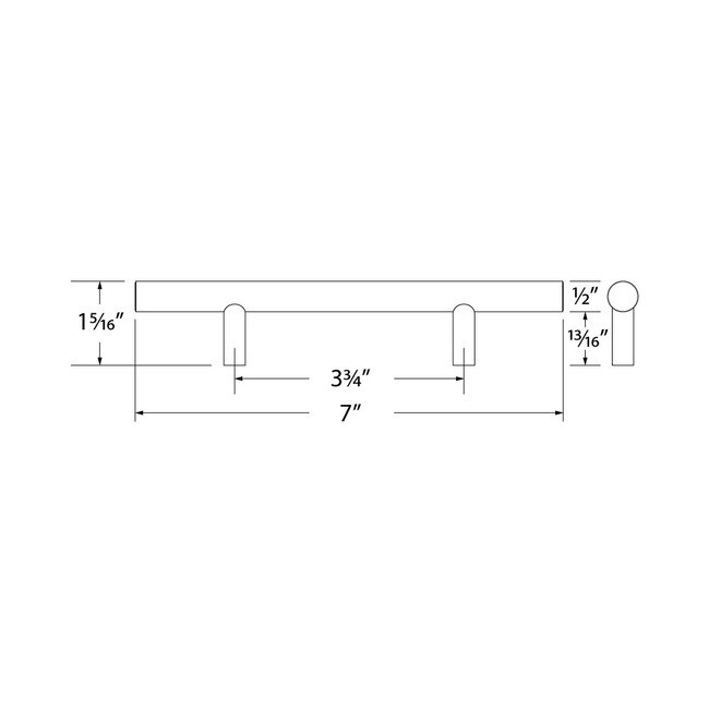3 3/4in CC (96mm) | Rail Pull | 7in OL | 304 Grade Stainless Steel ...