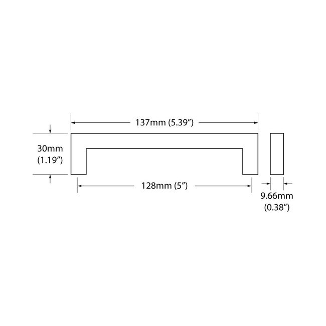 128mm Cc (5.00") Aluminum Pull Overall 137mm (5.39")