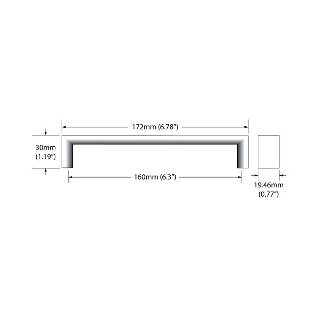 160mm Cc (6.30") Aluminum Pull Overall 172mm (6.78") | PULL-948160-ALU