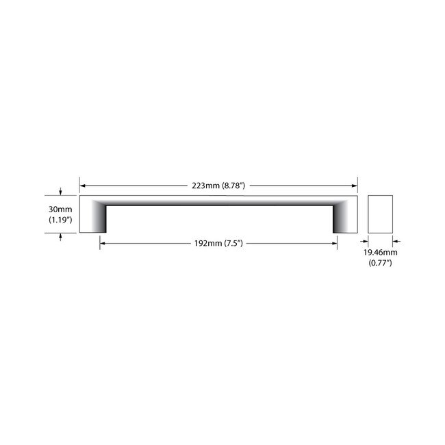 192mm Cc (7.50") Aluminum Pull Overall 223mm (8.78")